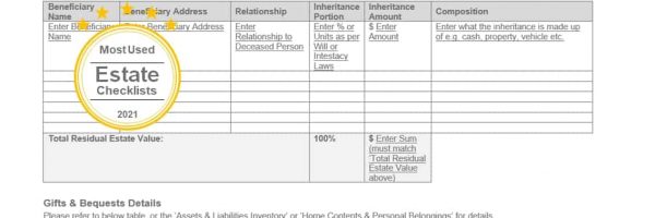 Simple Executor Checklists & Tools for a Deceased Estate