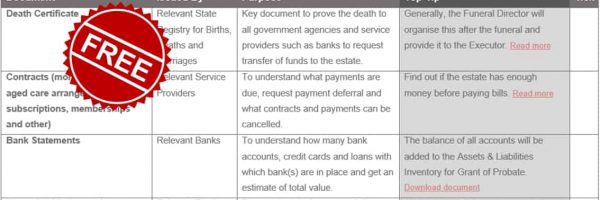 Simple Executor Checklists & Tools for a Deceased Estate